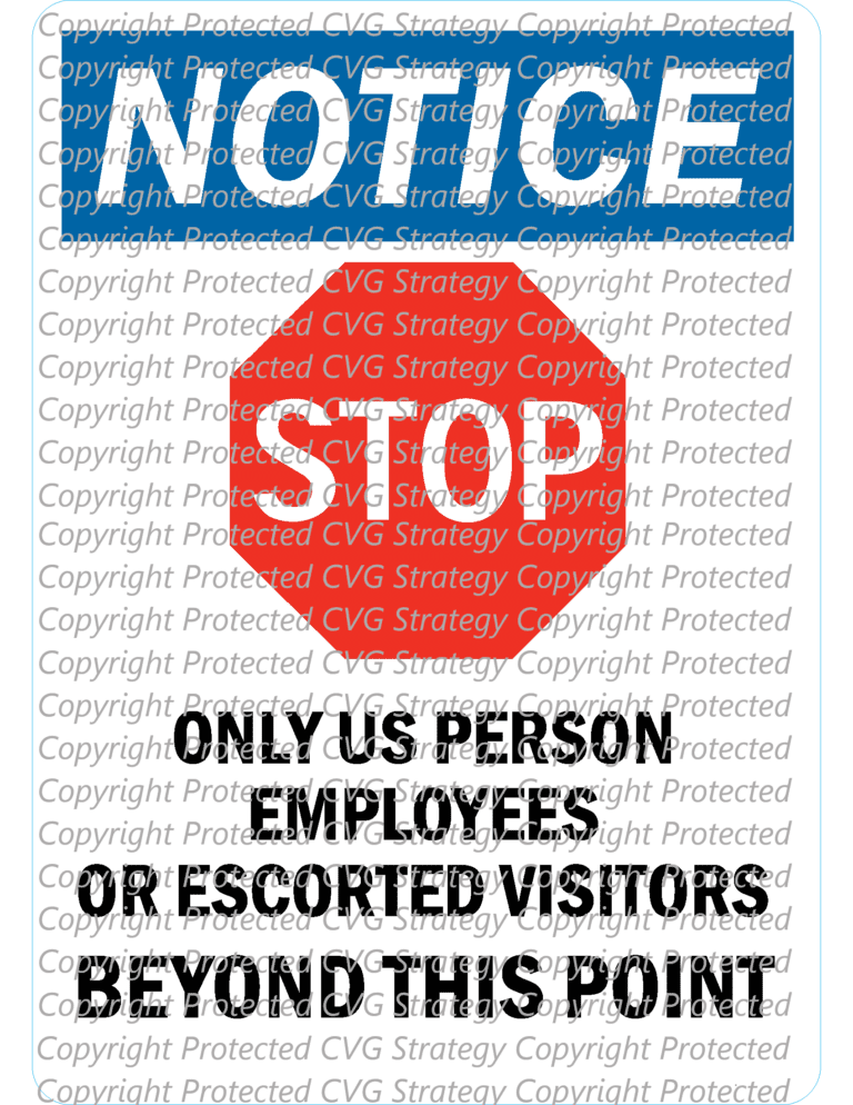 ITAR Warning Security Notice Sign - CVG Strategy